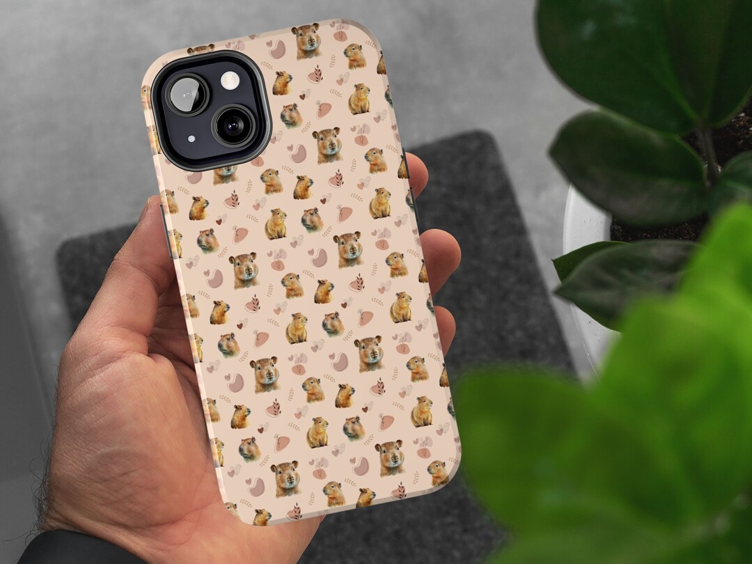 Boho Capybara Nature Inspired Tough Phone Cases, Capy Wildlife Lover ...