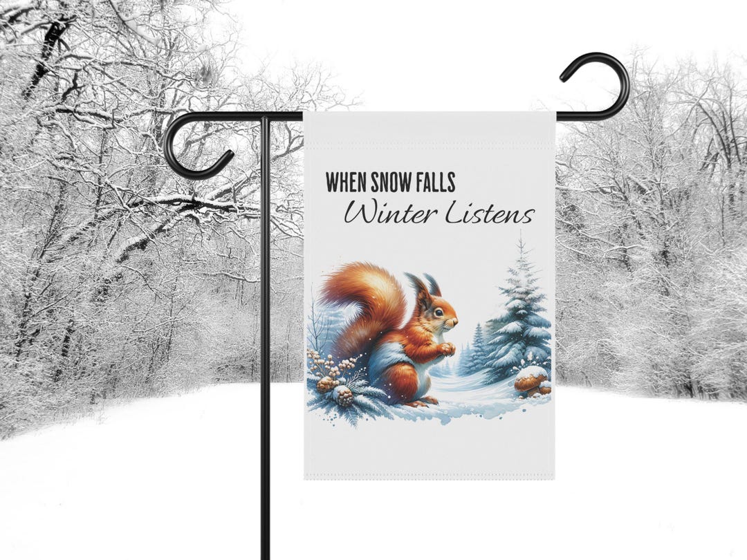 Winter Woodland Squirrel Garden Flag, Watercolor Yard Art Banner ...