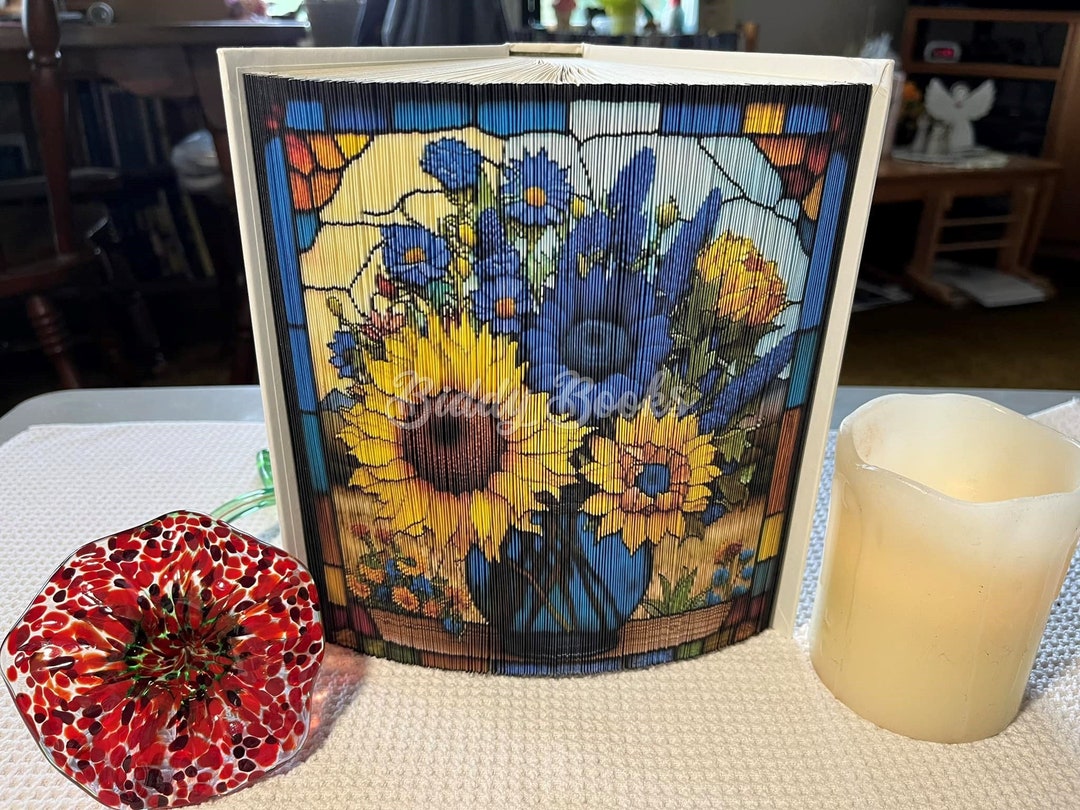 Stain Glass Sunflowers - Photo Strip, Fore-edged Pattern , Book Art - Etsy