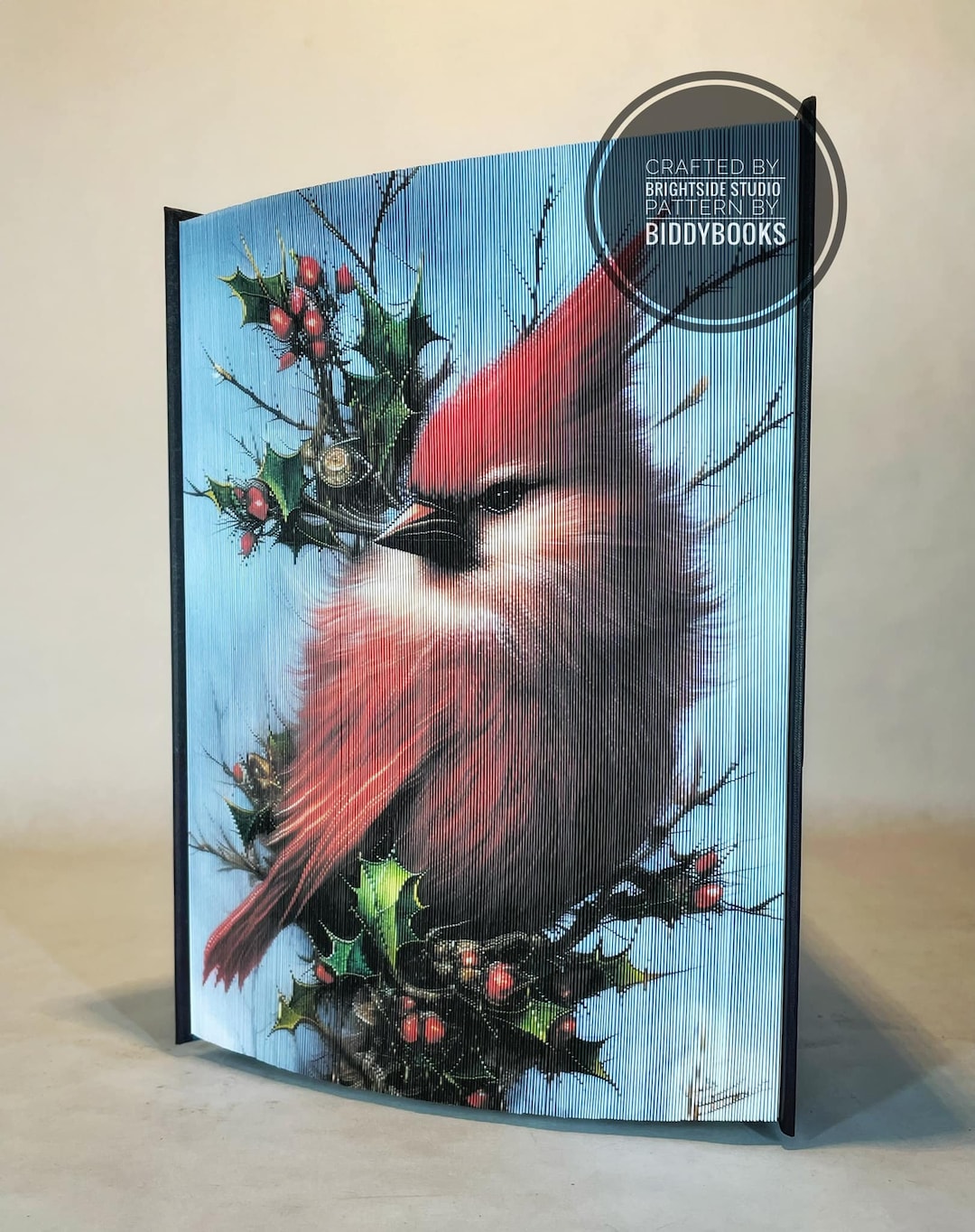 Fluffy Cardinal With Holly - Photo Strip Pattern - Etsy