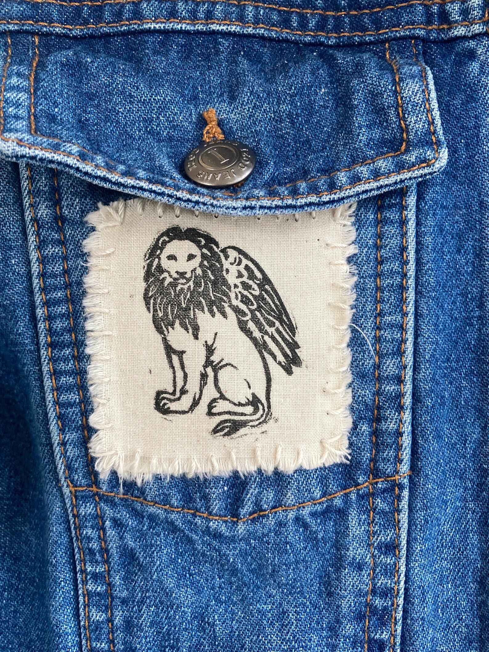 Sew on Linocut Patches Crow, Dragon, Winged Lion, and Greek Goddess - Etsy