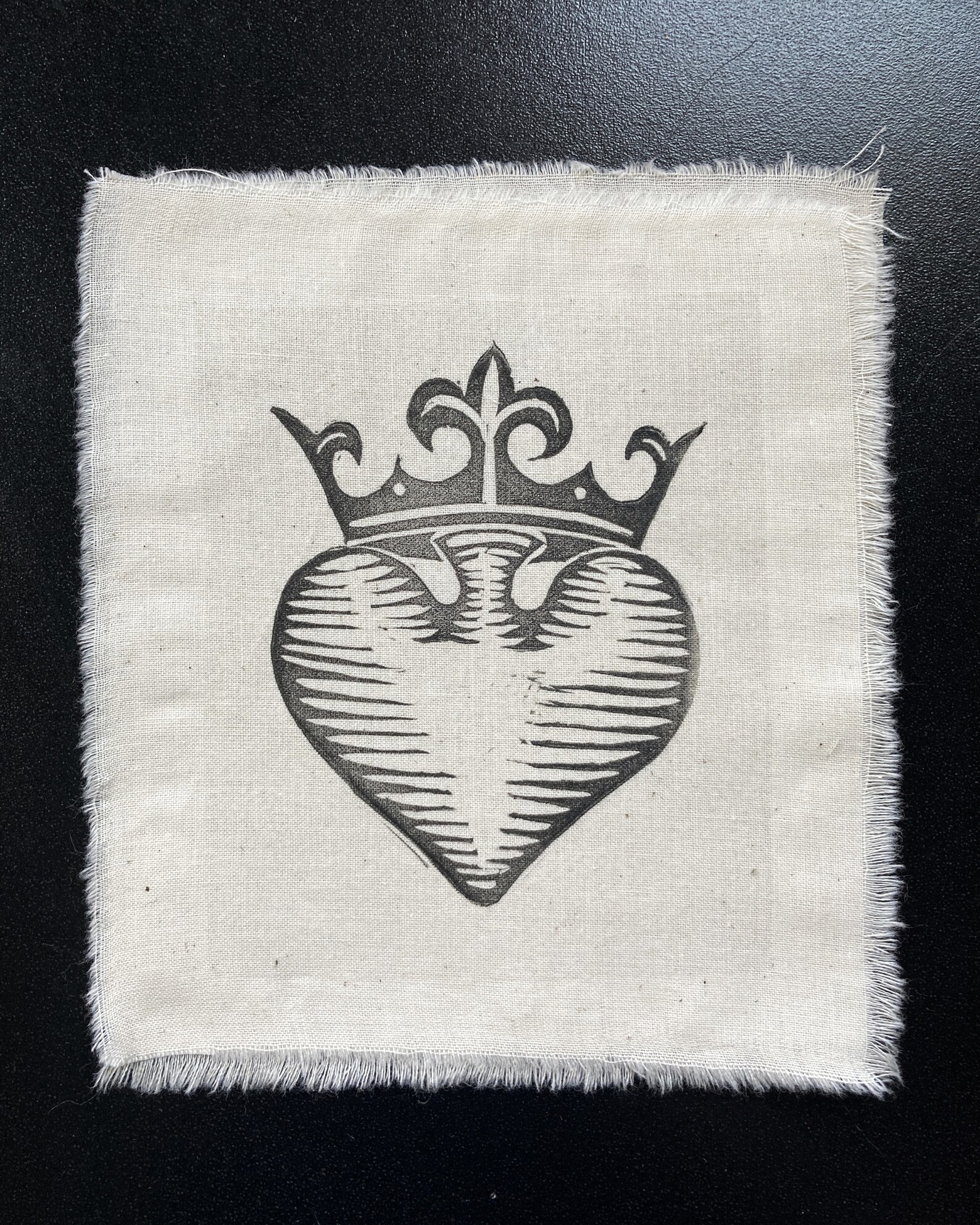 Heart Collection Sew On Linocut Patches Sacred Heart Arrow Heart