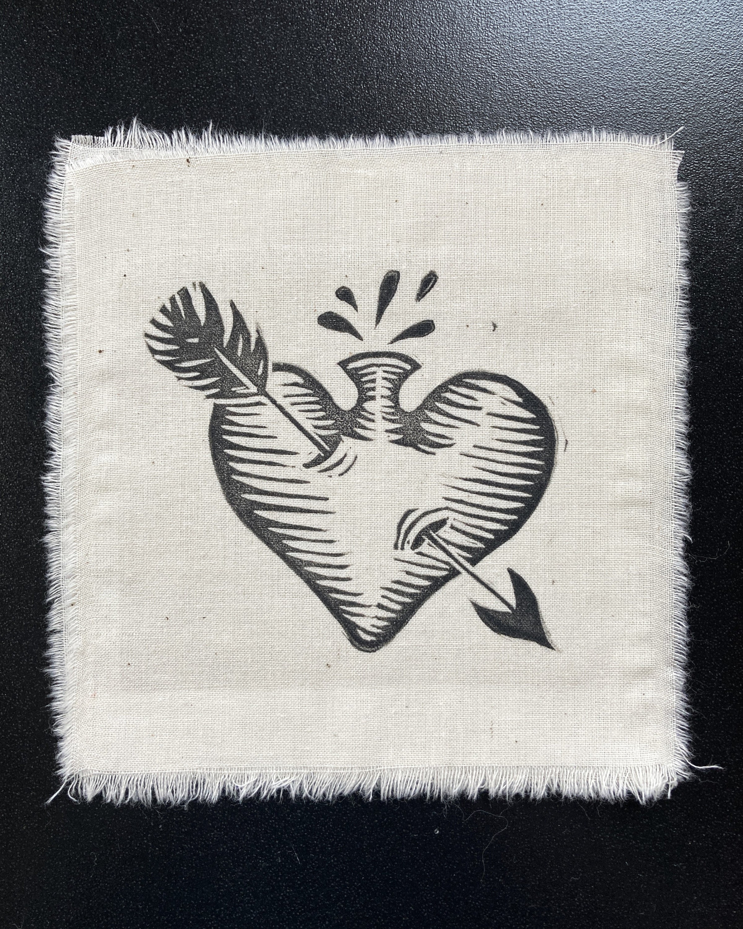 Heart Collection Sew on Linocut Patches Sacred Heart, Arrow Heart ...