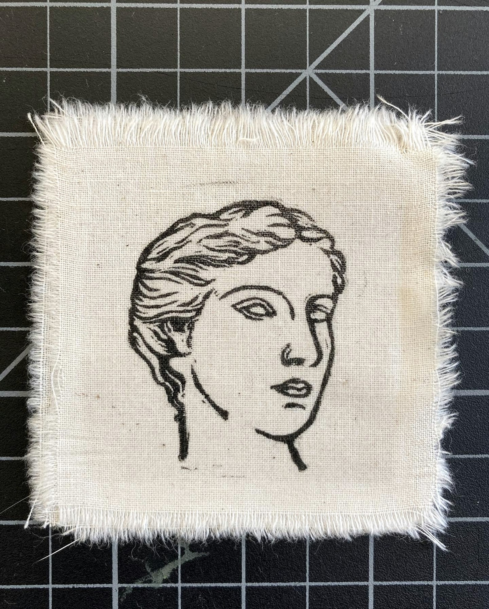 Sew on Linocut Patches Crow, Dragon, Winged Lion, and Greek Goddess - Etsy