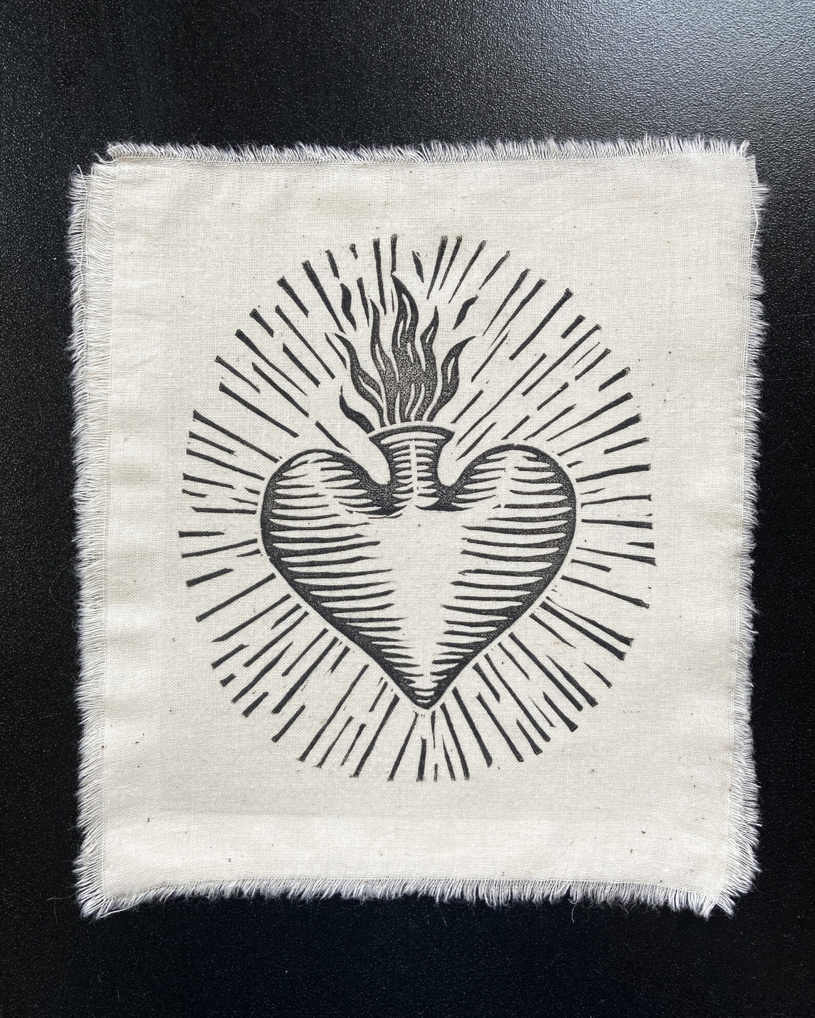 Heart Collection Sew on Linocut Patches Sacred Heart, Arrow Heart ...