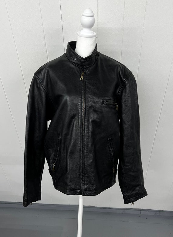 Vintage Airborne Genuine Leather Bomber Jacket LG - Gem