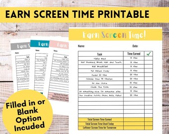 Chore Chart for Kids | Earn Screen Time | Daily Chore Chart | Cleaning ...