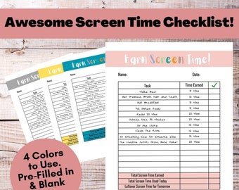 Chore Chart for Kids | Earn Screen Time | Daily Chore Chart | Cleaning ...
