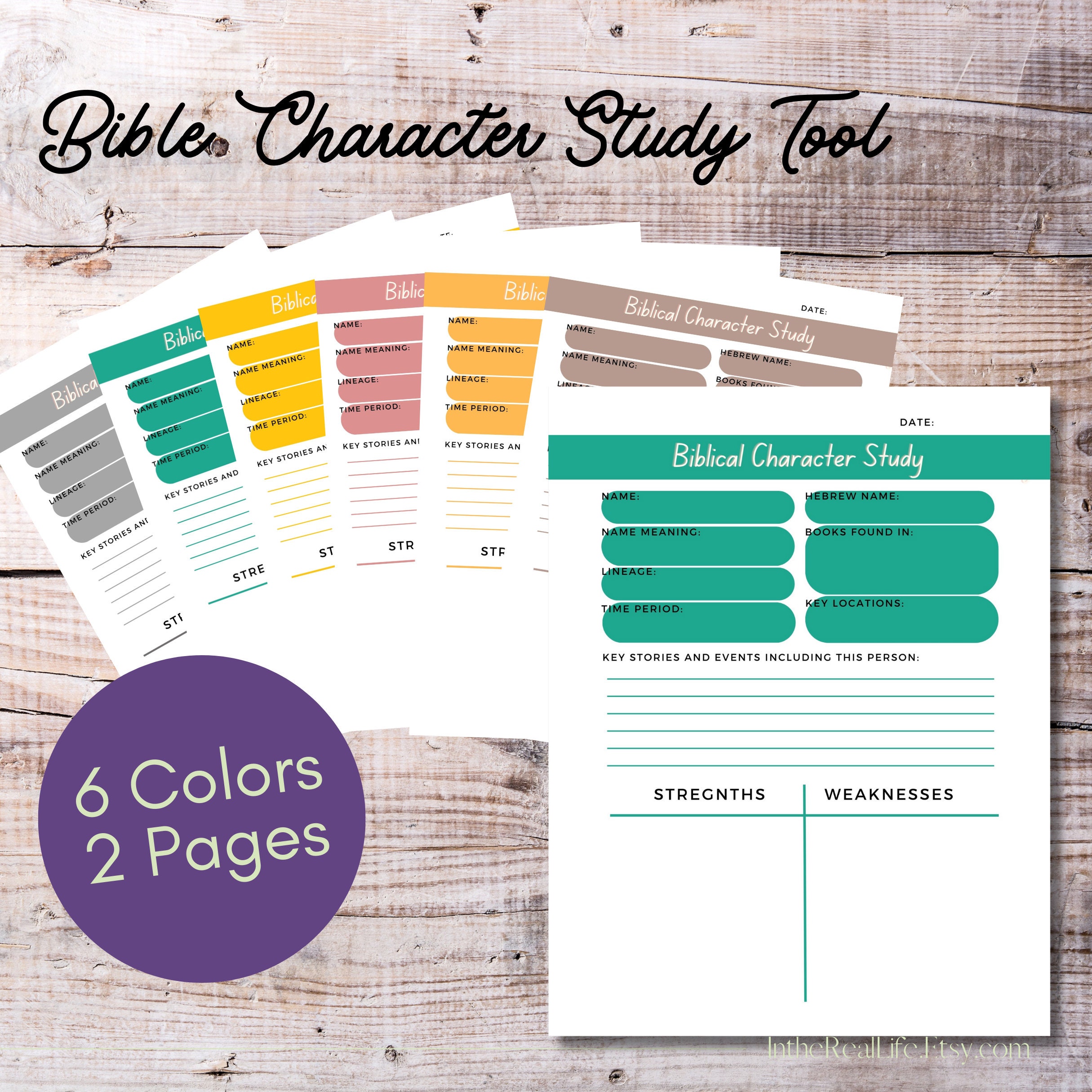 Bible Study Tool Biblical Character Study Bible Journal Planner Bible ...