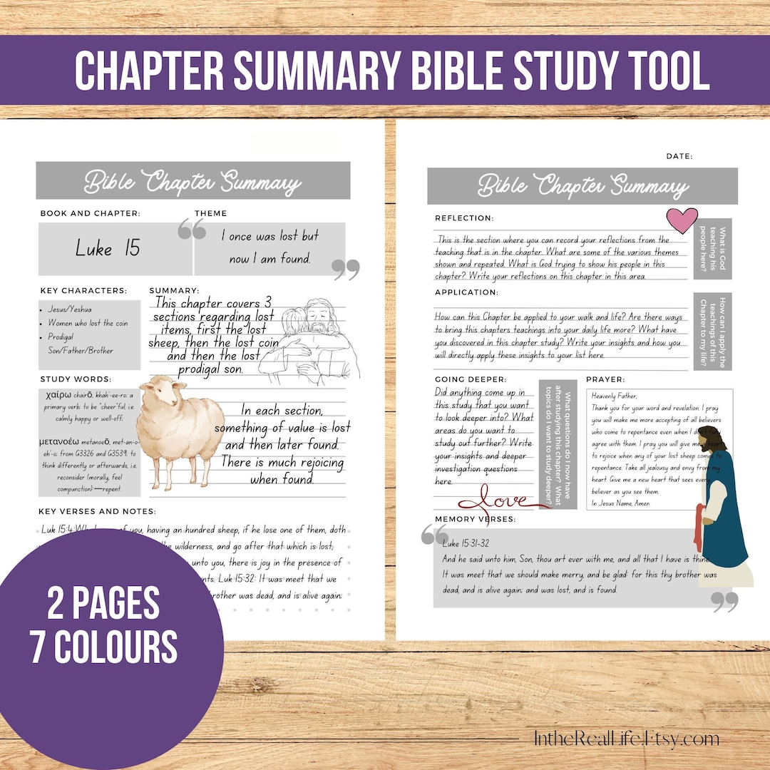 Chapter Summary Bible Study Tool Scripture Study Bible - Etsy Canada