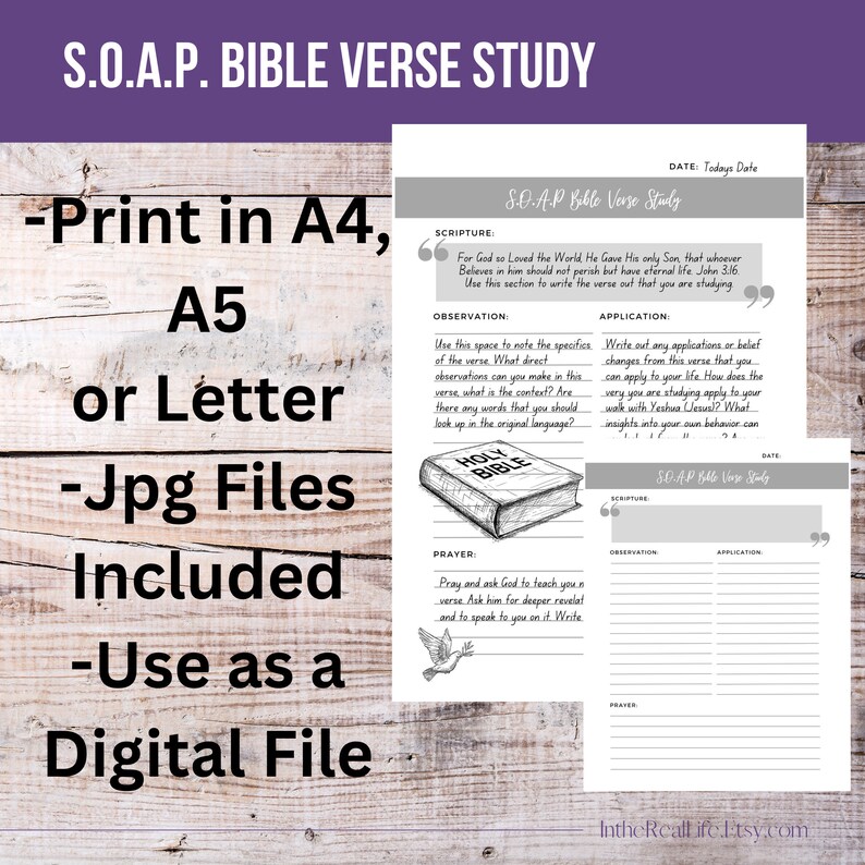 SOAP Bible Study Tool Scripture Study Bible Journal Planner Bible Verse ...