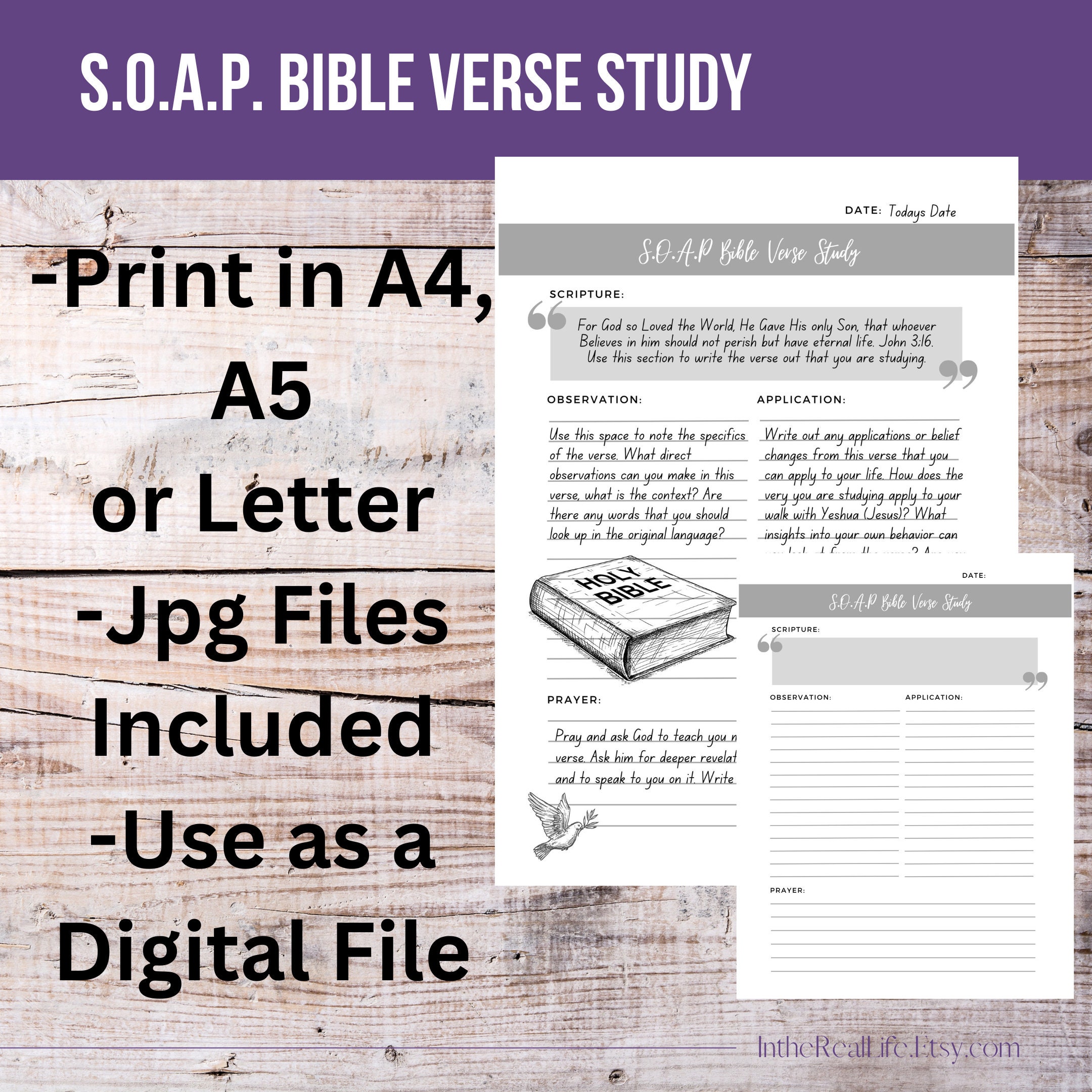 SOAP Bible Study Tool Scripture Study Bible Journal Planner Bible Verse ...