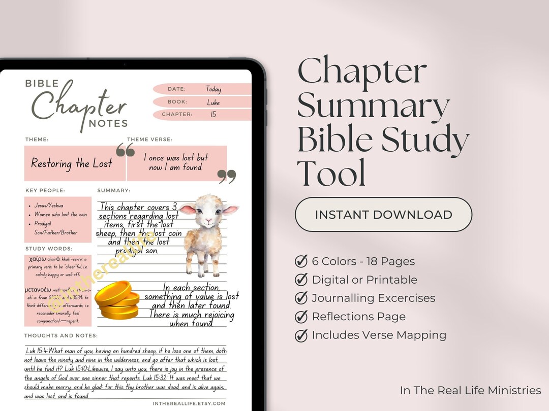 Bible Chapter Summary Template | Bible Study Tool | Bible Summary ...