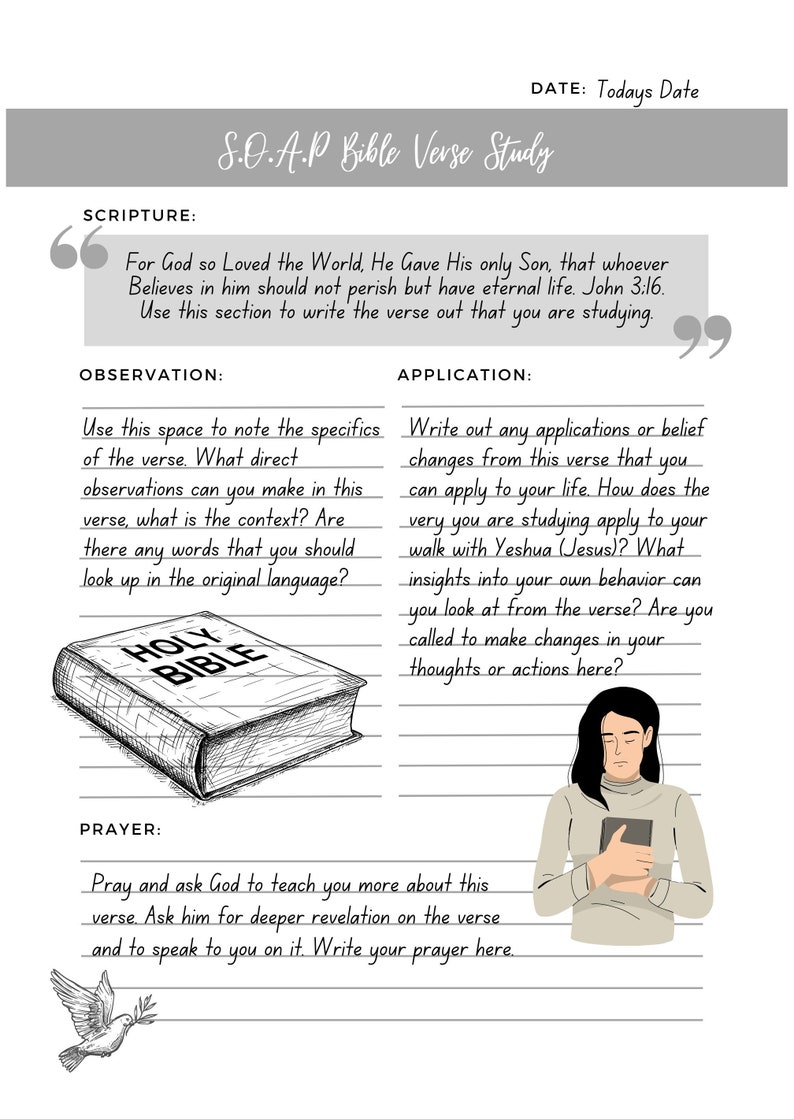 SOAP Bible Study Tool Scripture Study Bible Journal - Etsy