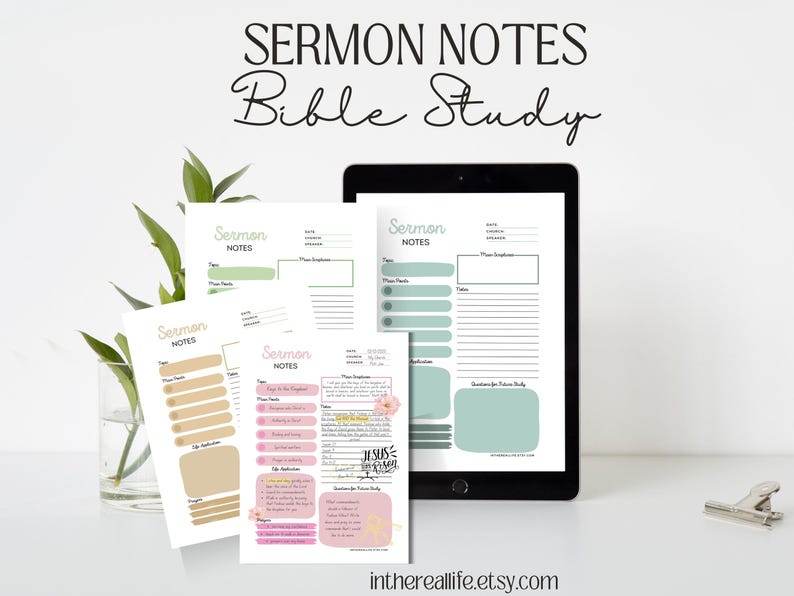 Sermon Notes Bible Study Tool | Bible Journal Planner | Bible Study ...