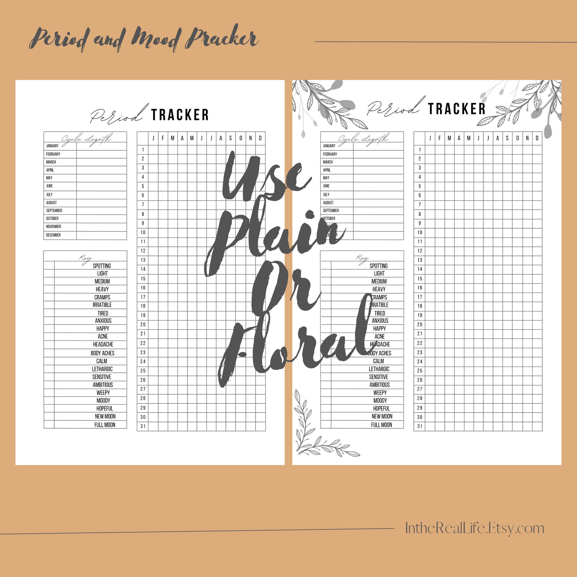 Period Tracker for Planner | Digital Period Tracker | Printable Period ...