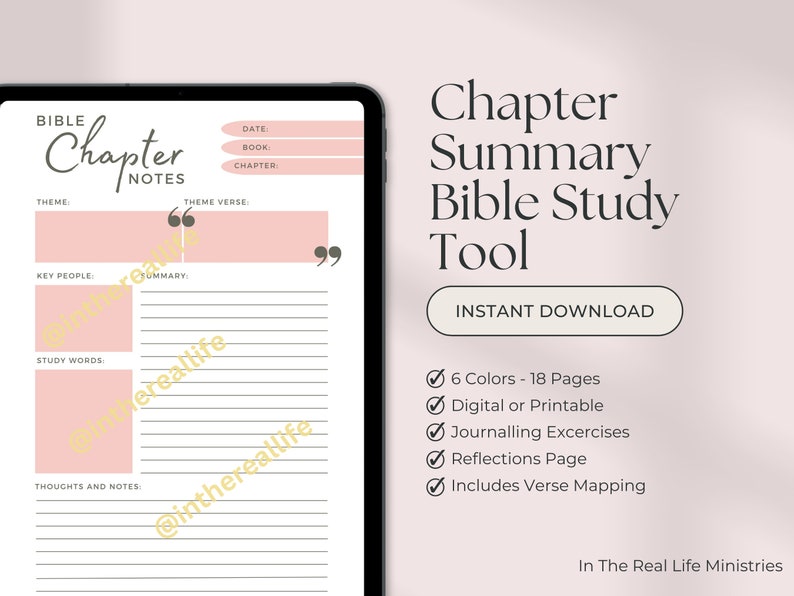 Bible Chapter Summary Template | Bible Study Tool | Bible Summary ...