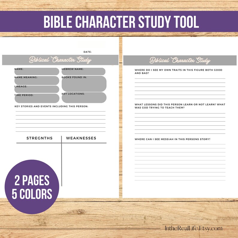 Character Study Printable Biblical Character Study Bible Study Tool ...