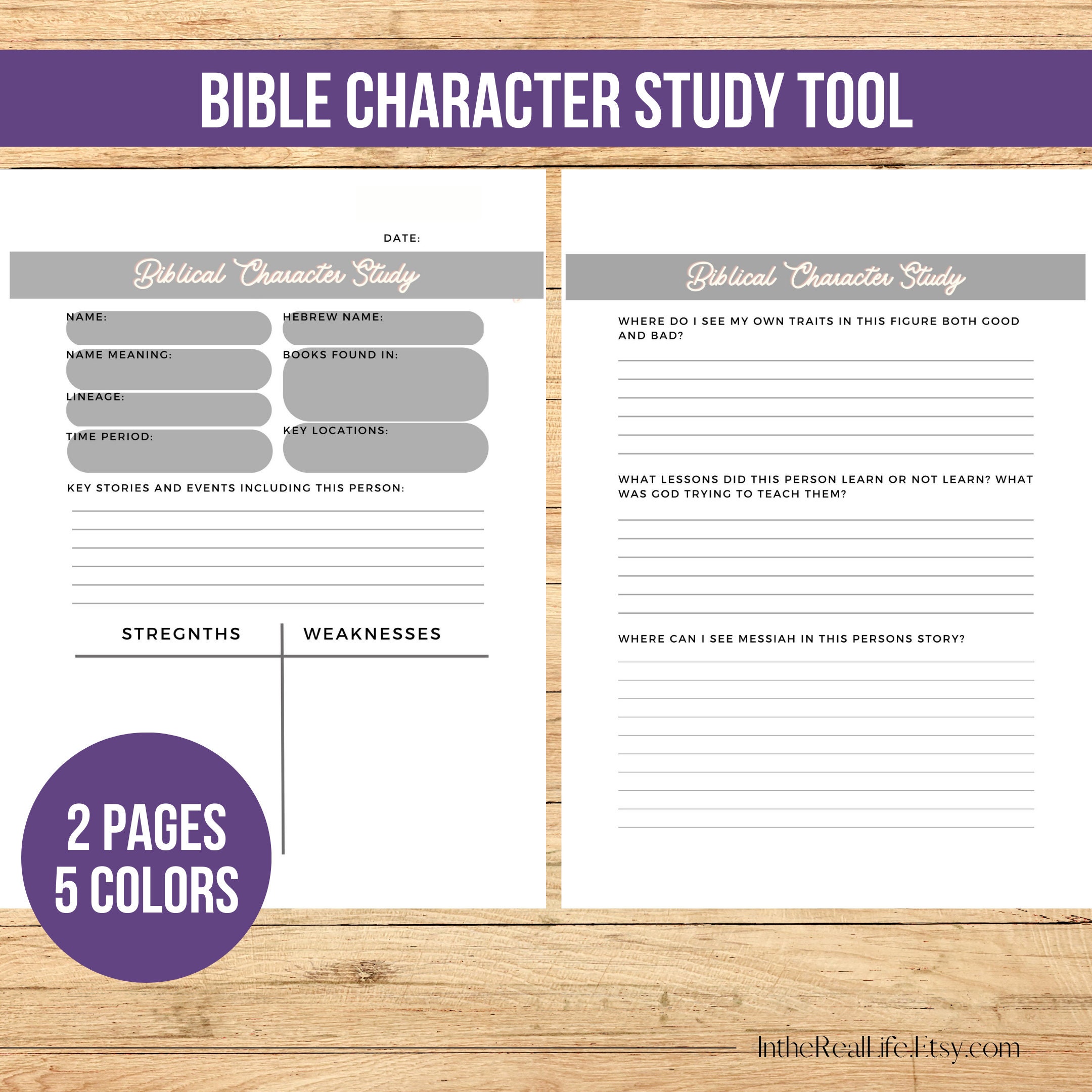 Character Study Printable Biblical Character Study Bible Study Tool ...