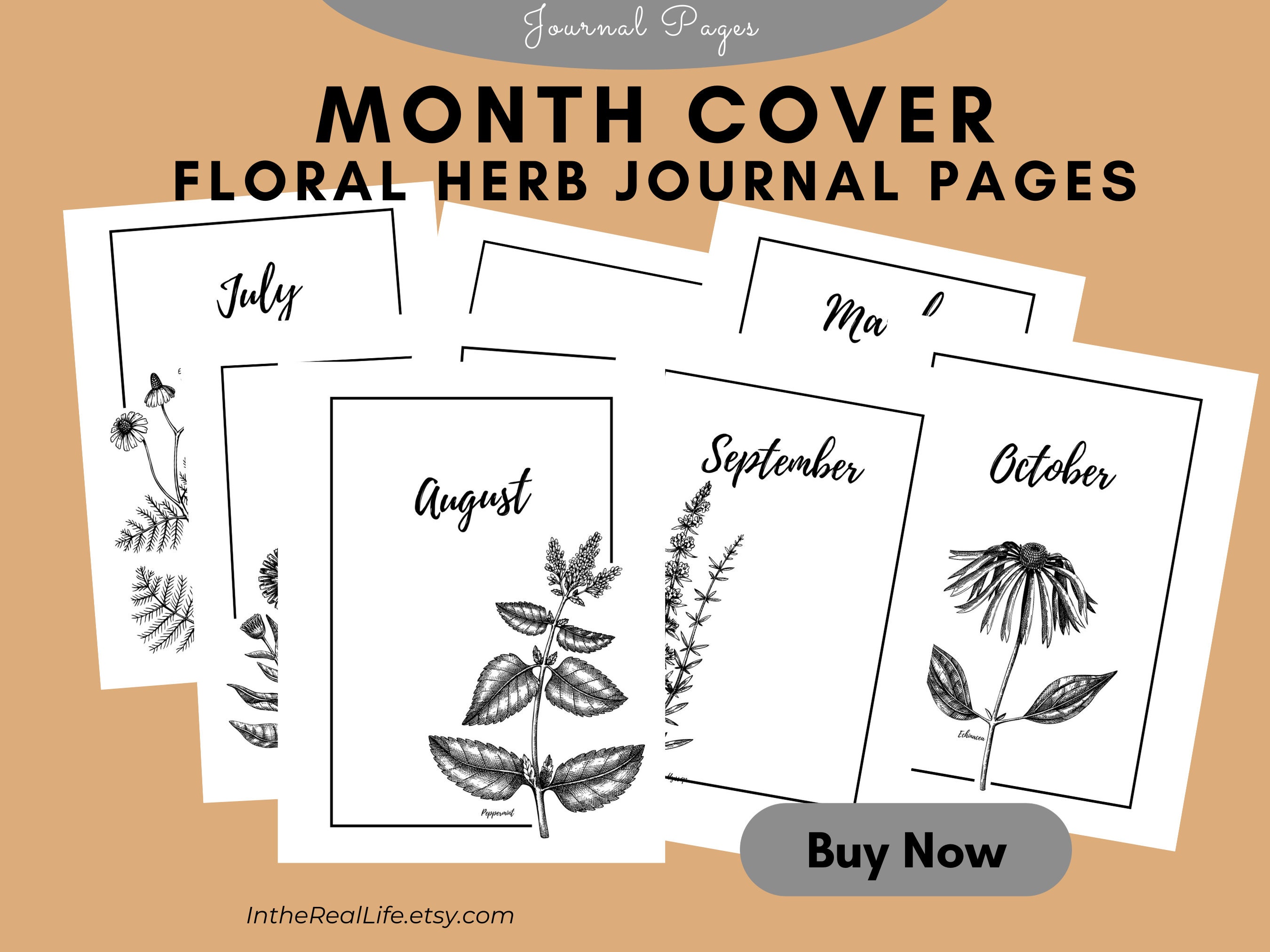 Printable Herb Monthly Cover Pages 2024 Herb Theme Starter Kit Herb Planner Bujo Refill Onenote ...