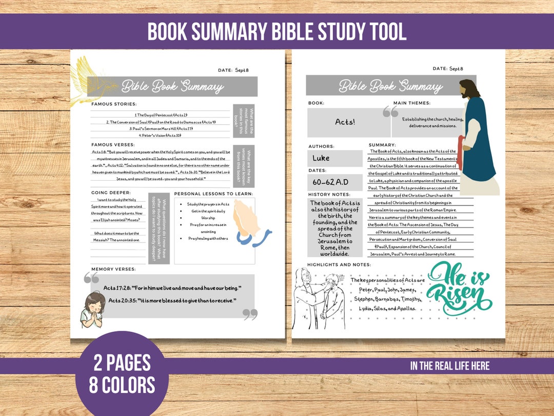 Book Summary Bible Study Tool | Scripture Study | Bible Journal Planner ...