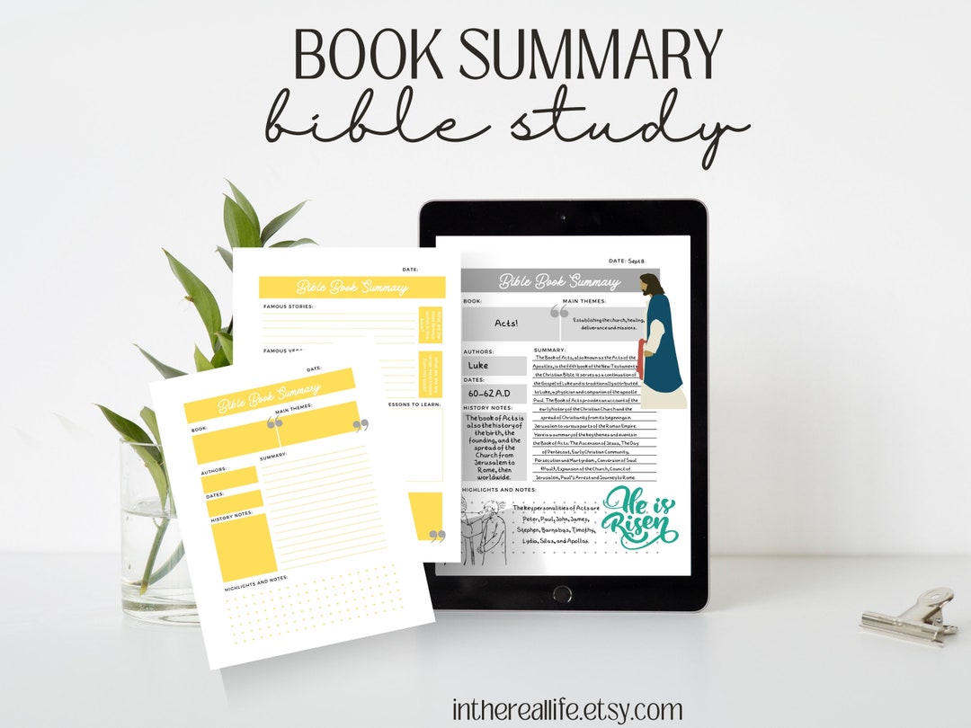Book Summary Bible Study Tool | Scripture Study | Bible Journal Planner ...