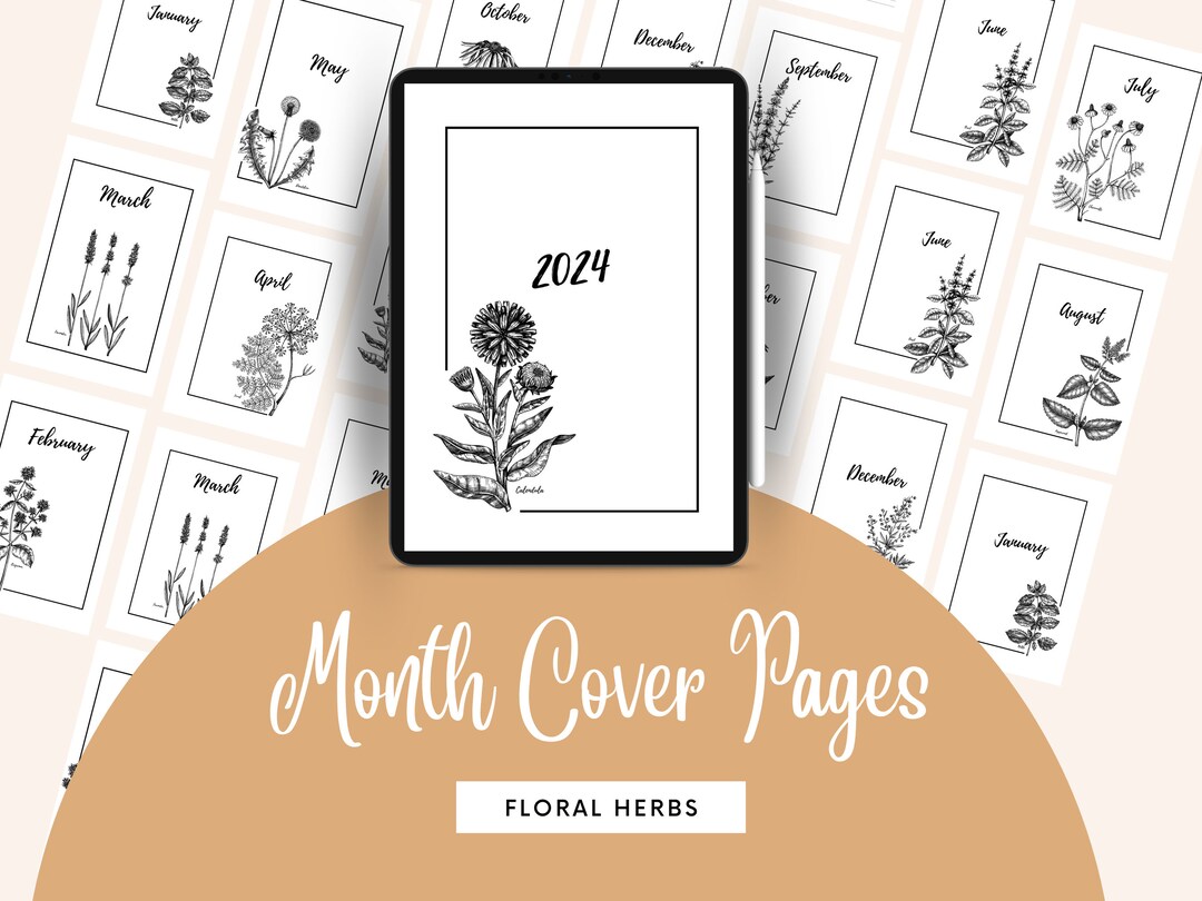 Printable Herb Monthly Cover Pages 2024 Herb Theme Starter Kit Herb Planner Bujo Refill Onenote ...