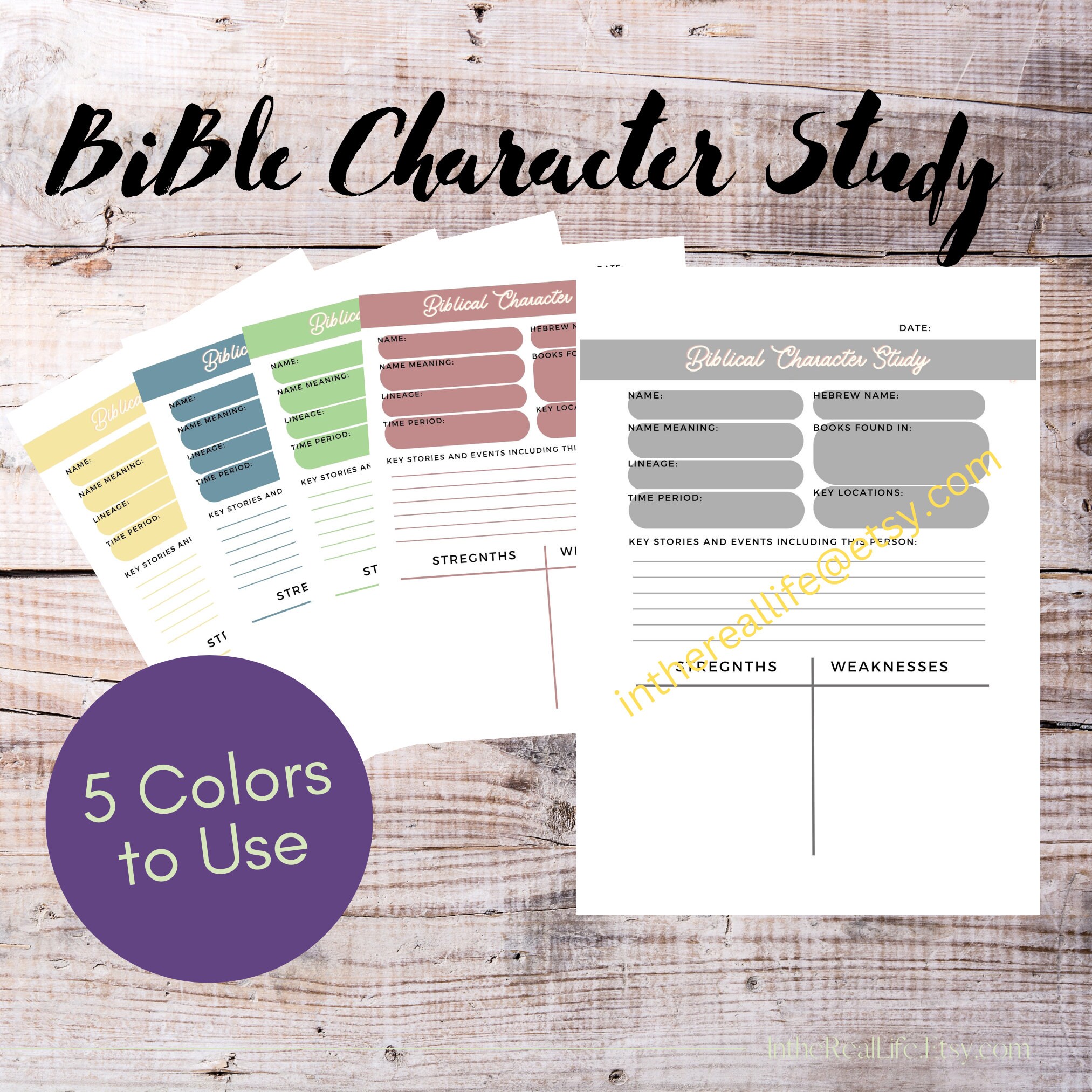 Character Study Printable Biblical Character Study Bible Study Tool ...