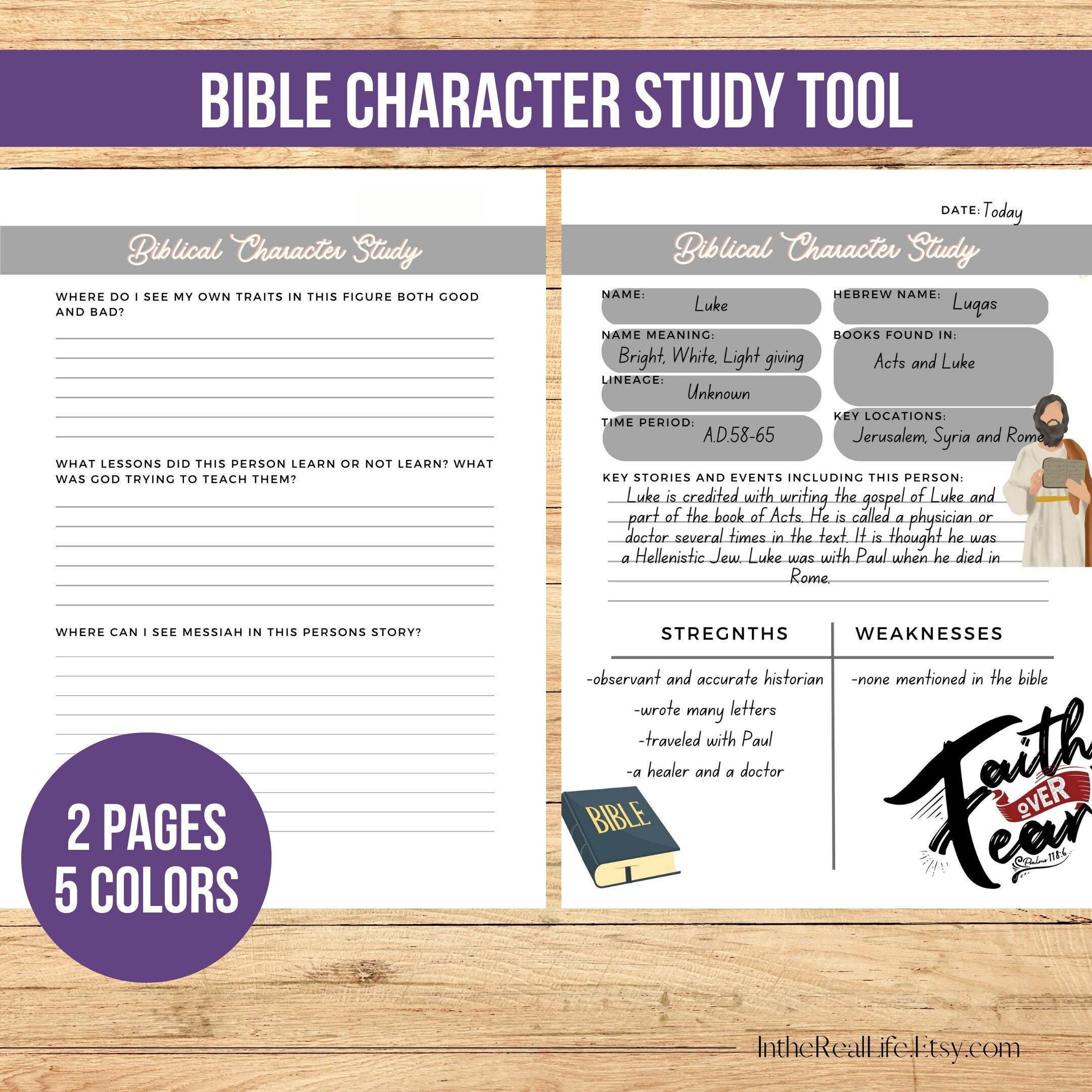 Character Study Printable Biblical Character Study Bible Study Tool ...