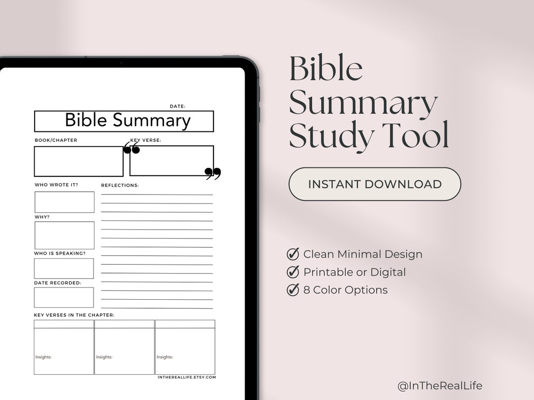 Bible Summary Bible Study Tool Scripture Study Bible Journal Planner ...