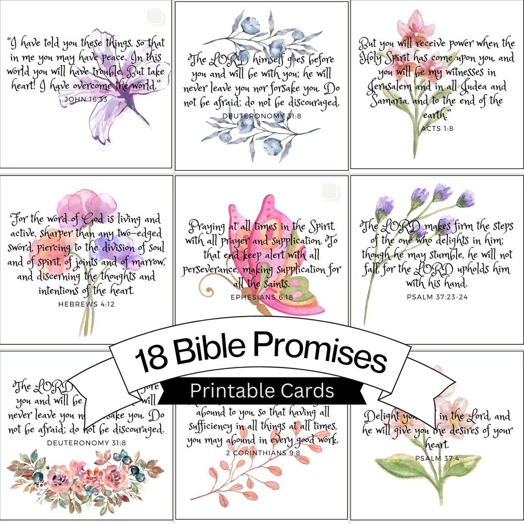 20 Bible Verse Promises | Bible Verse Notecards | Scripture ...