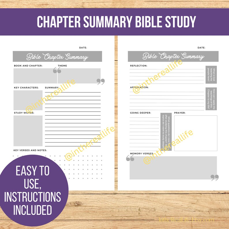 Chapter Summary Bible Study Tool | Scripture Study | Bible Journal ...