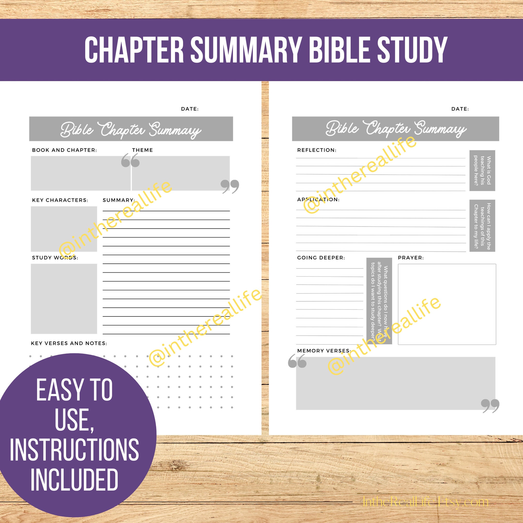 Chapter Summary Bible Study Tool Scripture Study Bible - Etsy Canada