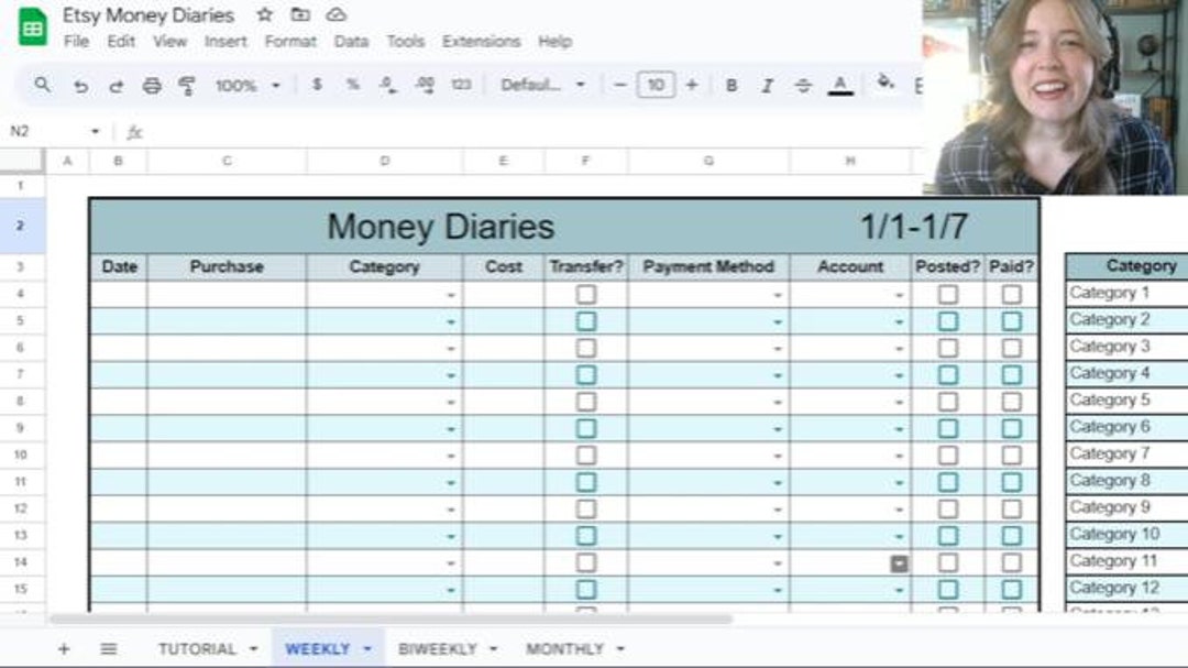 MONEY DIARIES | Expense Tracker Spreadsheet | Google Sheets | Excel ...