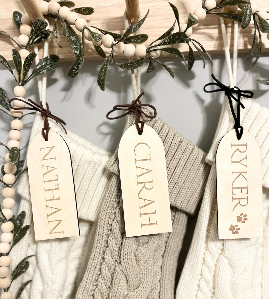 Personalized Wooden Stocking Tags Custom Name Gift Tag for Christmas ...