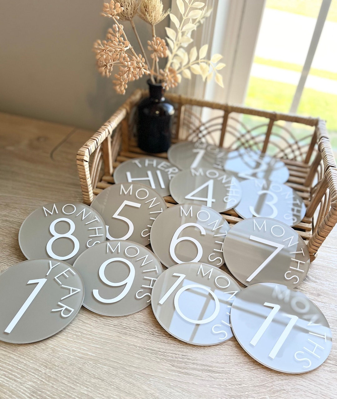 Acrylic Baby Milestones Disc Baby Monthly Milestone Cardsbaby - Etsy