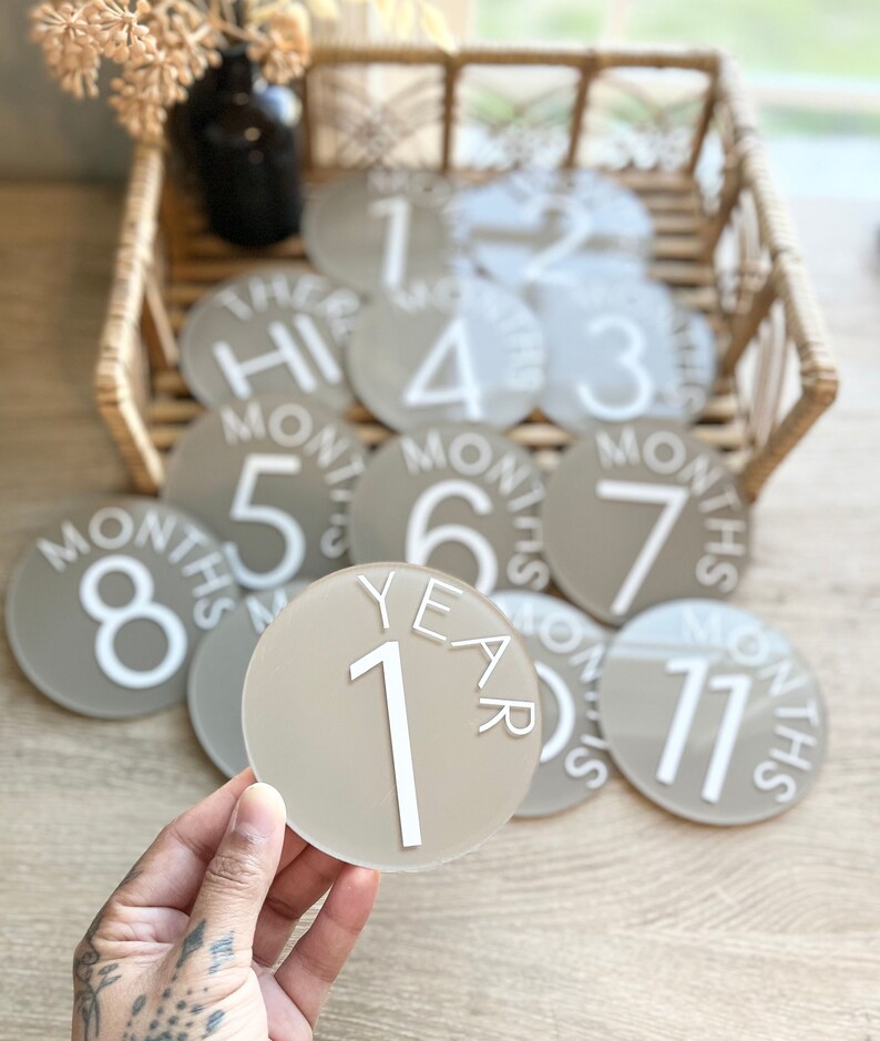Acrylic Baby Milestones Disc Baby Monthly Milestone Cardsbaby - Etsy