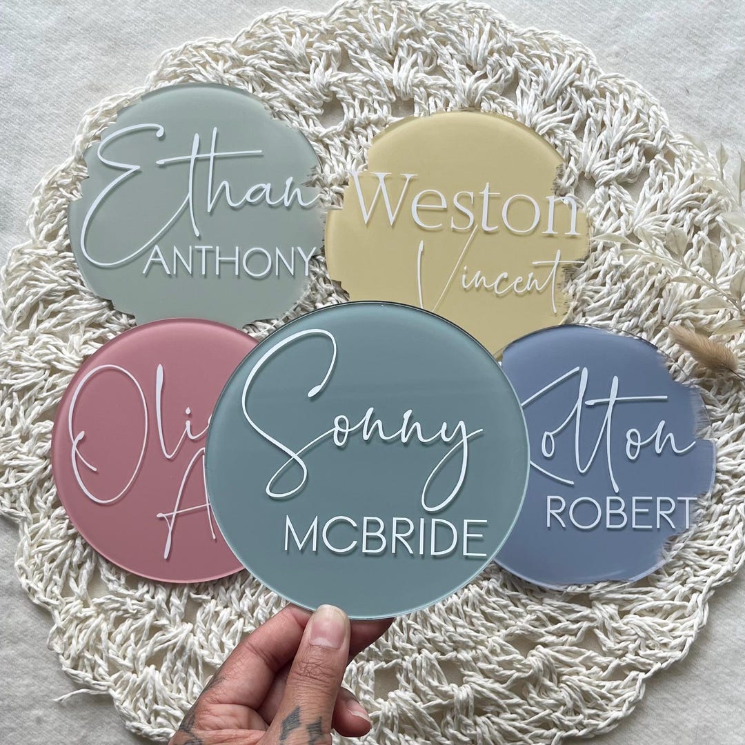 Baby Name Sign Hospital Birth Announcement Disc Custom Acrylic Name ...