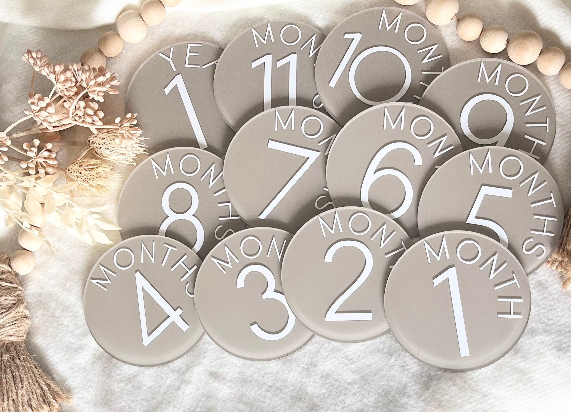 Acrylic Baby Milestones Disc Baby Monthly Milestone Cards Baby Monthly ...