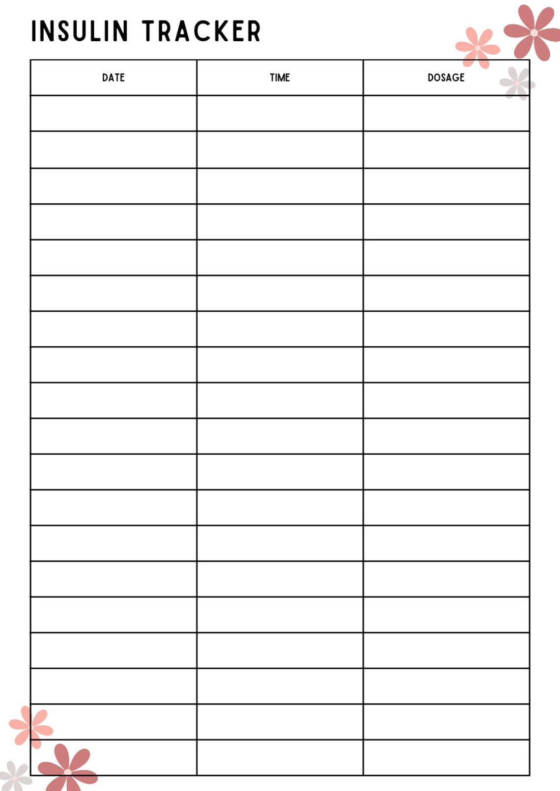 Blood Sugar Tracker for Diabetes, Insulin Tracker, Weekly Tracker ...