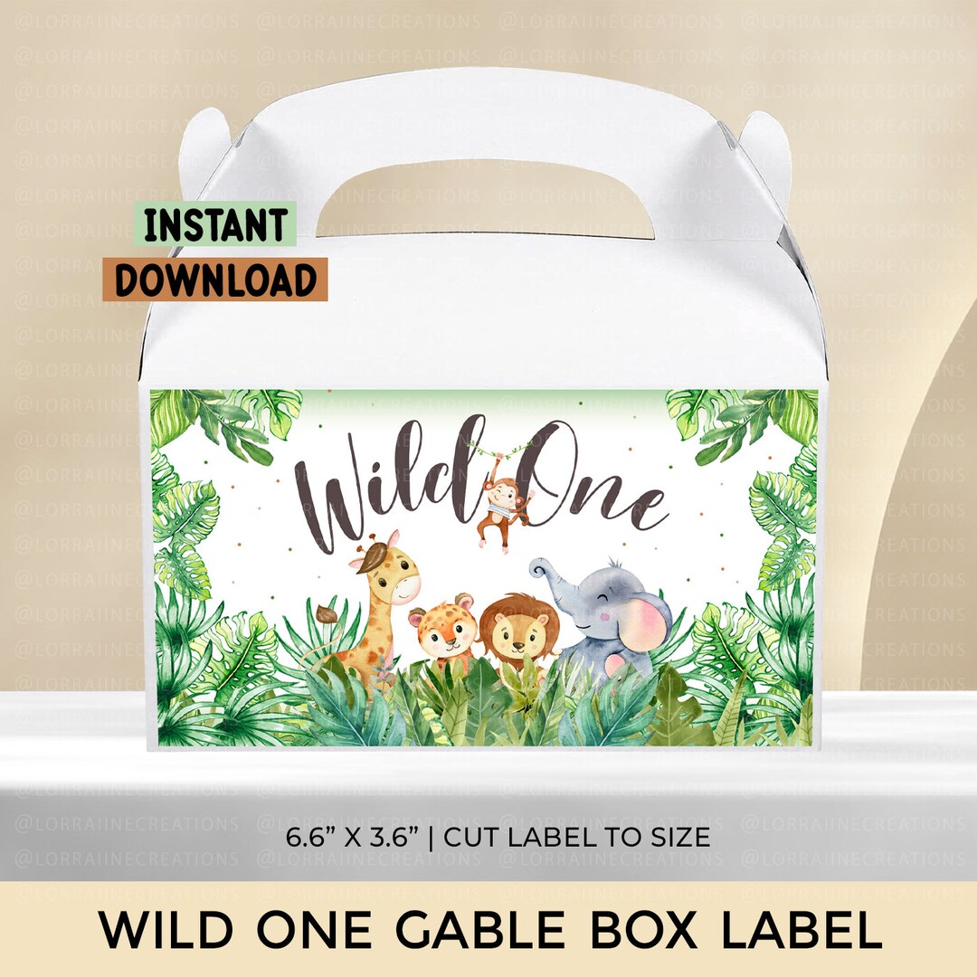 Wild One Gable Box Label: Jungle Animals Party (digital Download) - Etsy