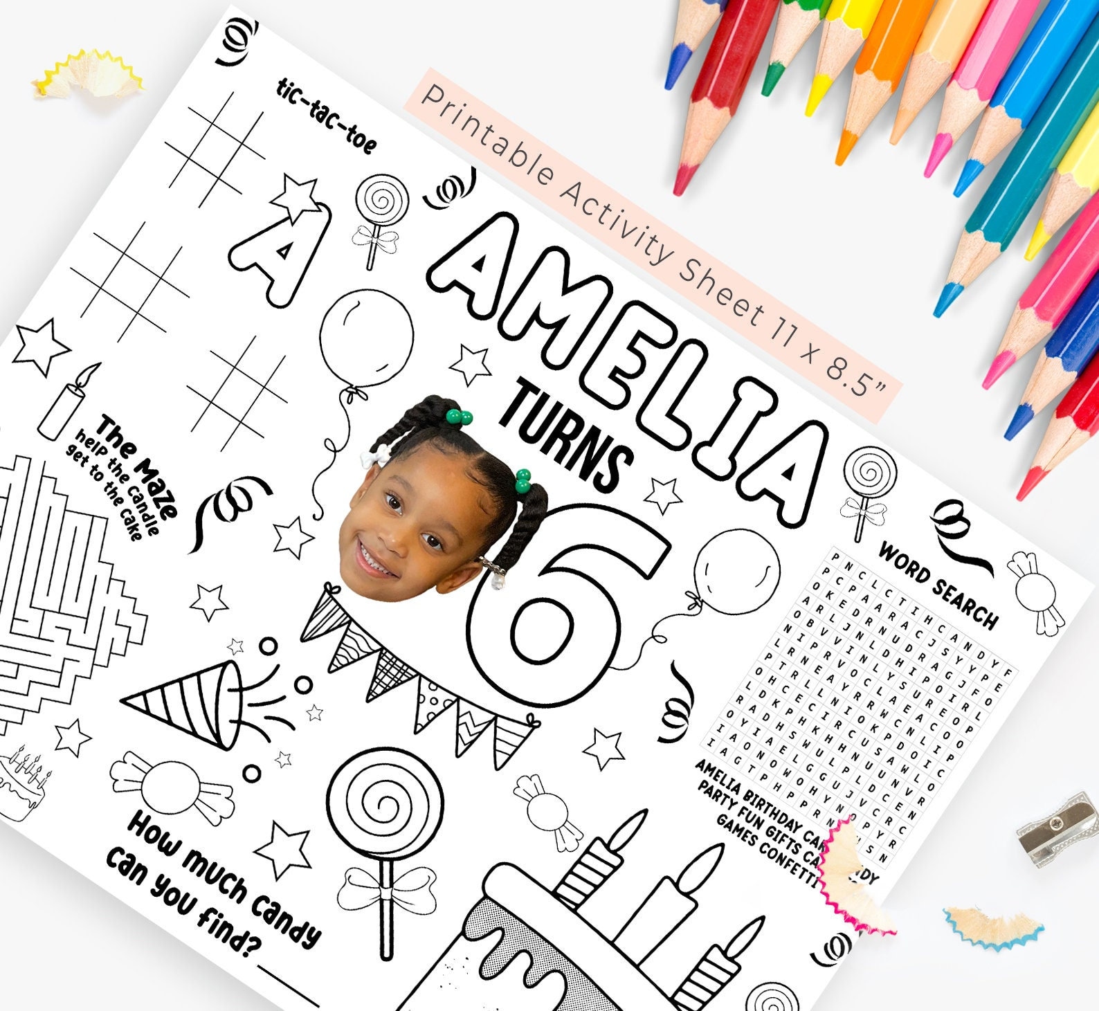 Personalized Activity Page, Personalized Placemat, Gabby Personalized Coloring Sheet ...