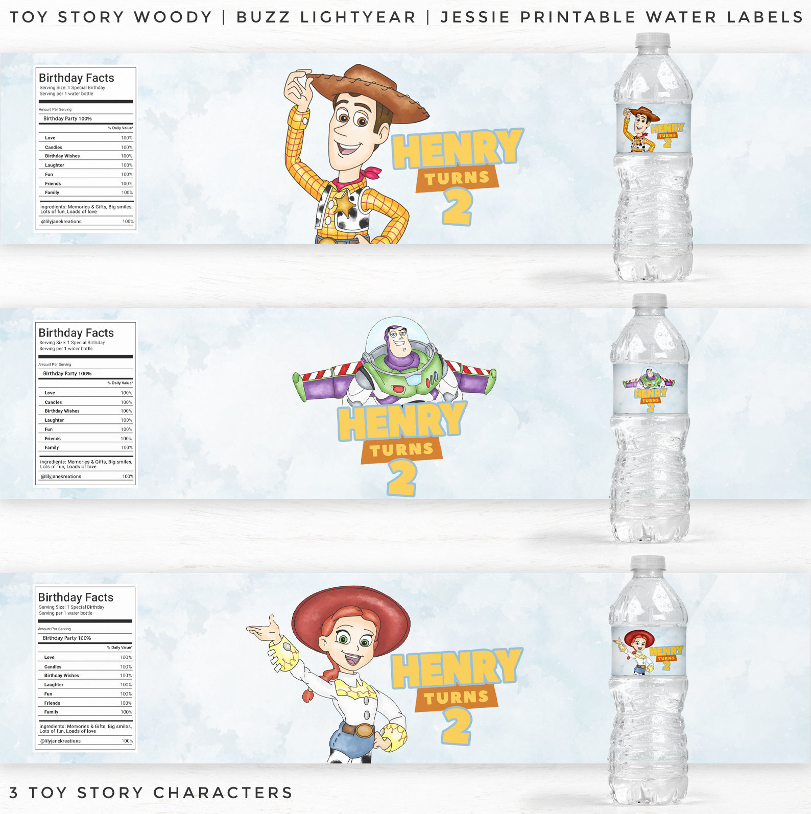 Boho Toy Story Printable Water Labels, Toy Story Labels, Printable ...
