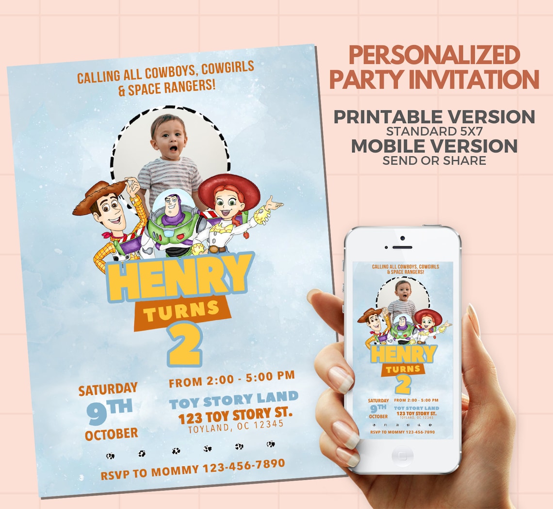 Toy Story Boho Birthday Invite Toy Story Mobile Invite - Etsy