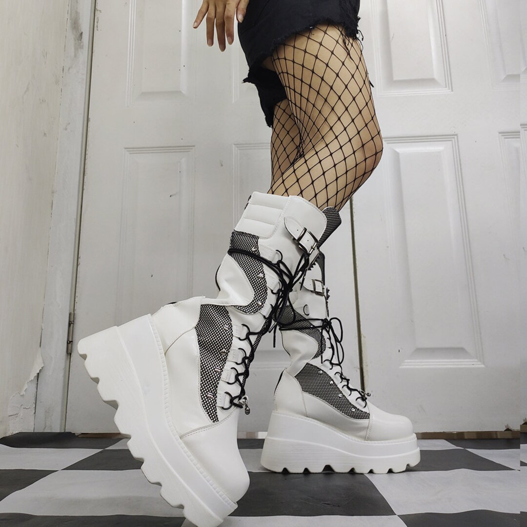 Punk Gothic Knee High Boots / Goth Emo Fashion Statement / - Etsy