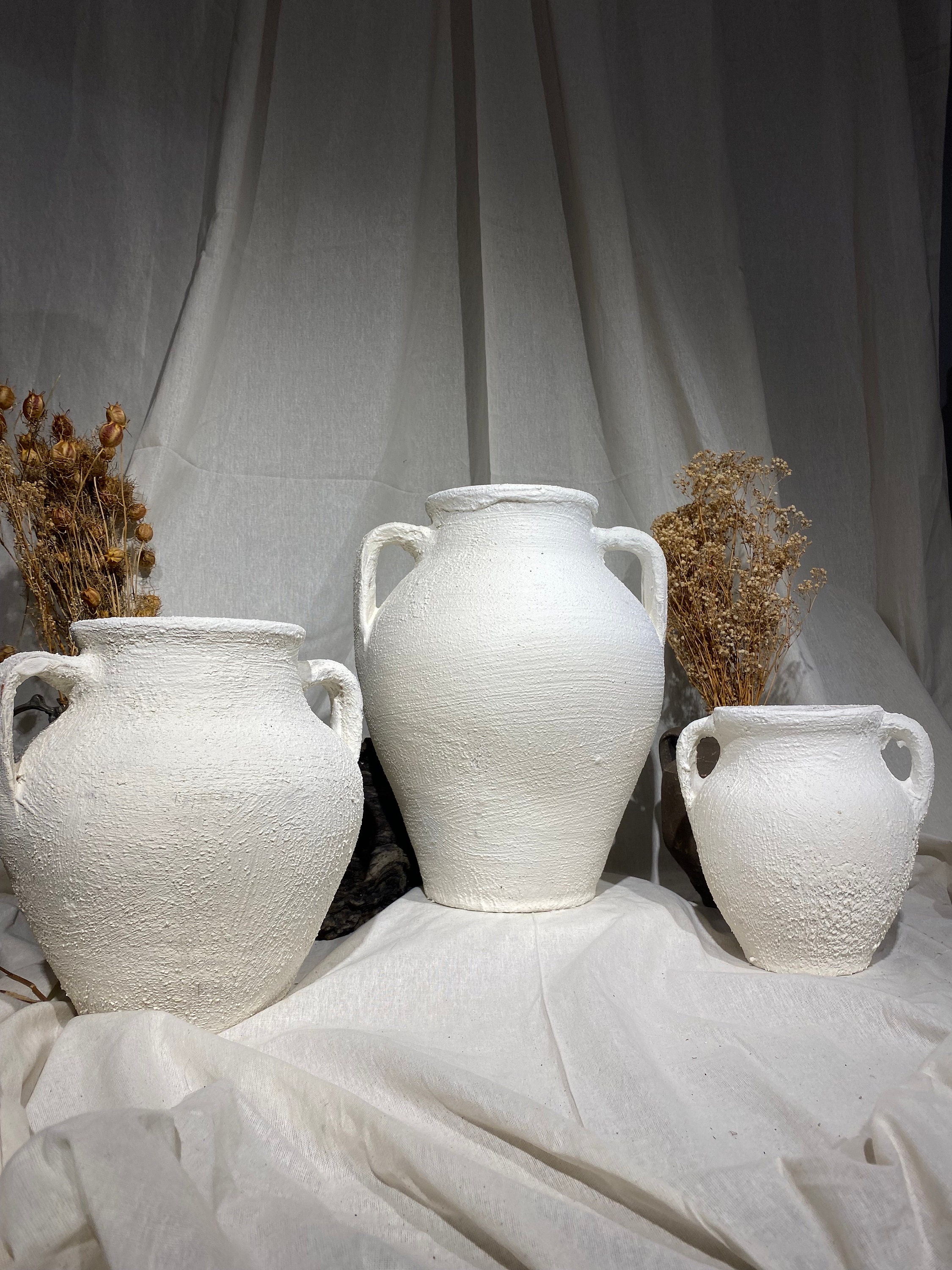 White Handmade Pottery Set,decorative Handmade Pottery ,pot 3 Sizes ...