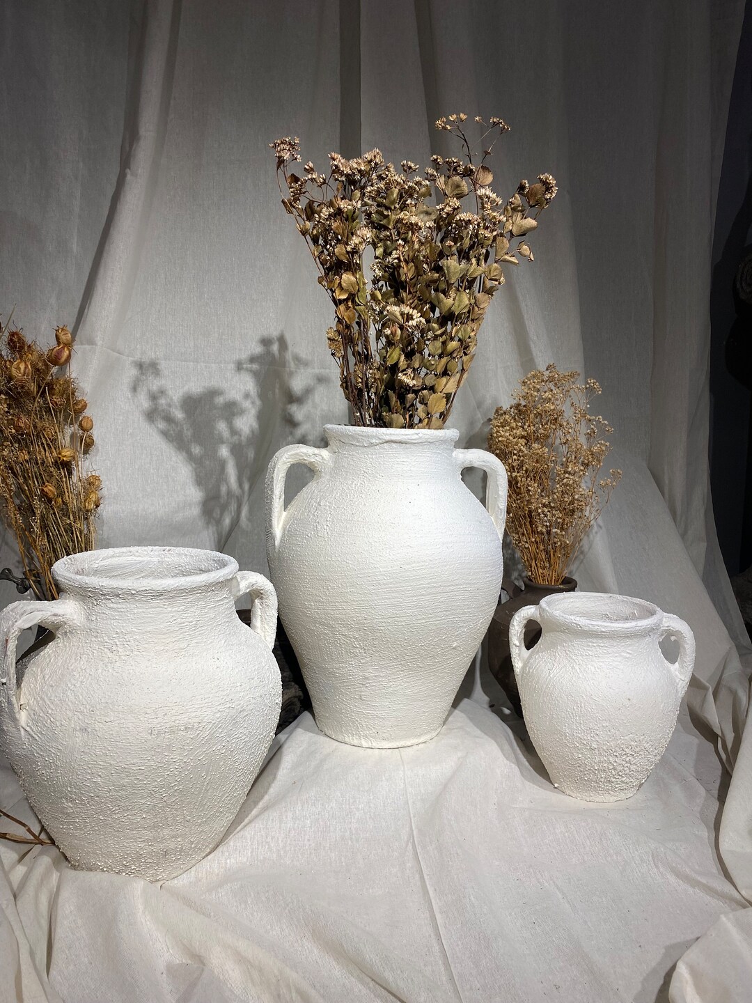 White Handmade Pottery Set,decorative Handmade Pottery ,pot 3 Sizes ...