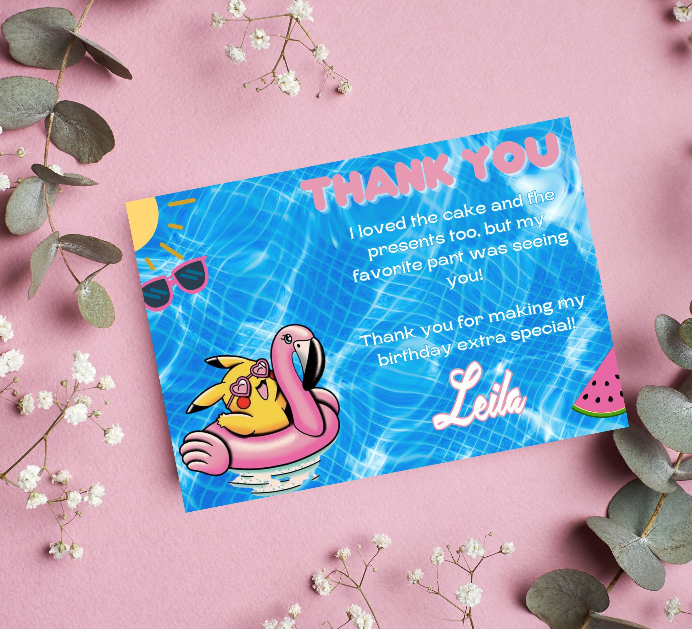 Pikachu Pool Party Birthday Invitation Pokemon Pikachu - Etsy