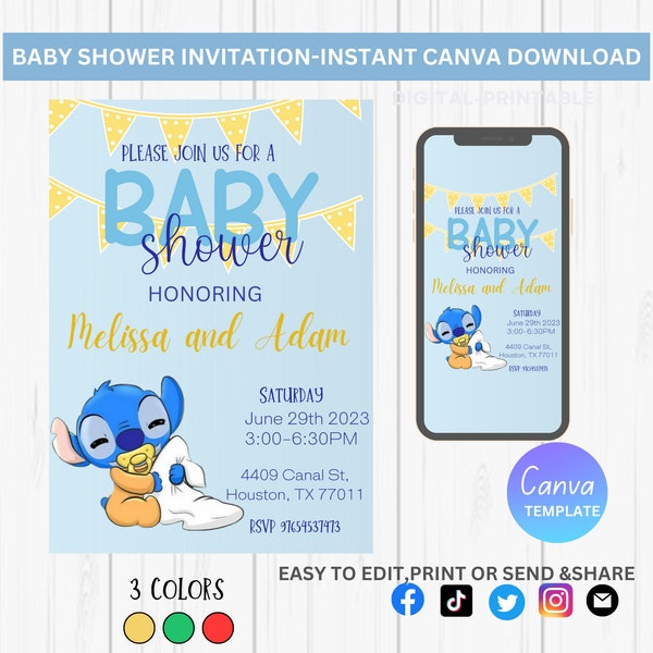 Baby Shower Stitch Invitations - Etsy