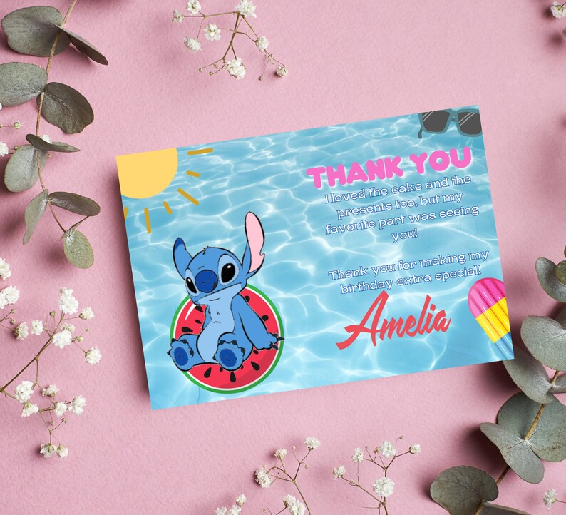 Stitch Birthday Pool Party Invitation Stitch and - Etsy